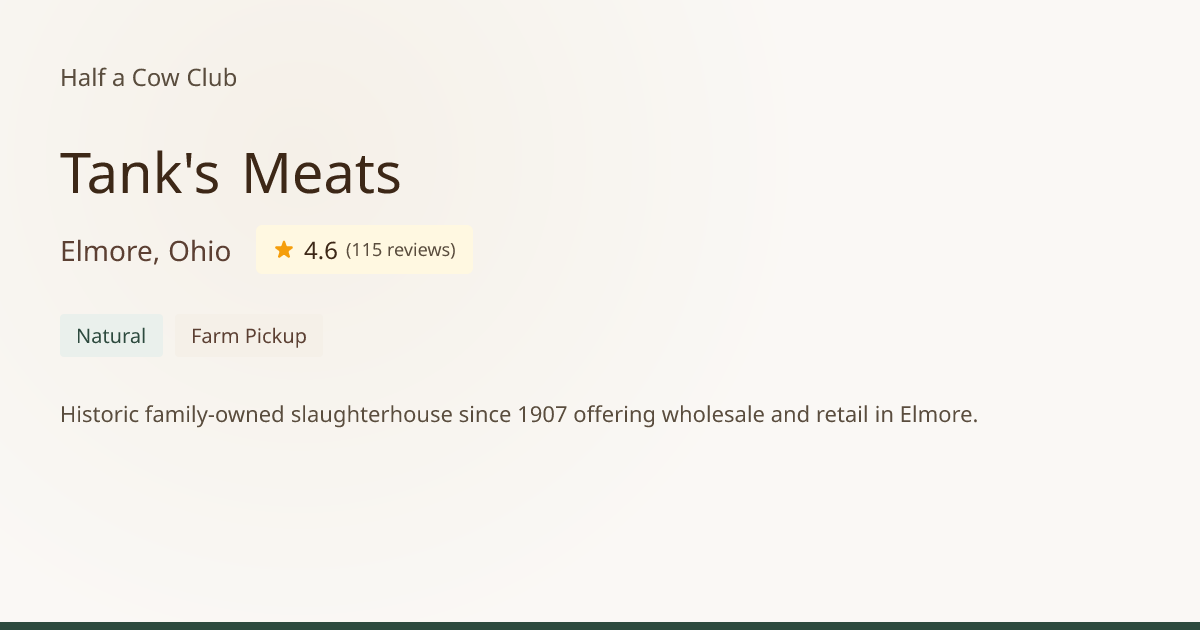 Tank's Meats - Bulk Beef in Elmore, Ohio