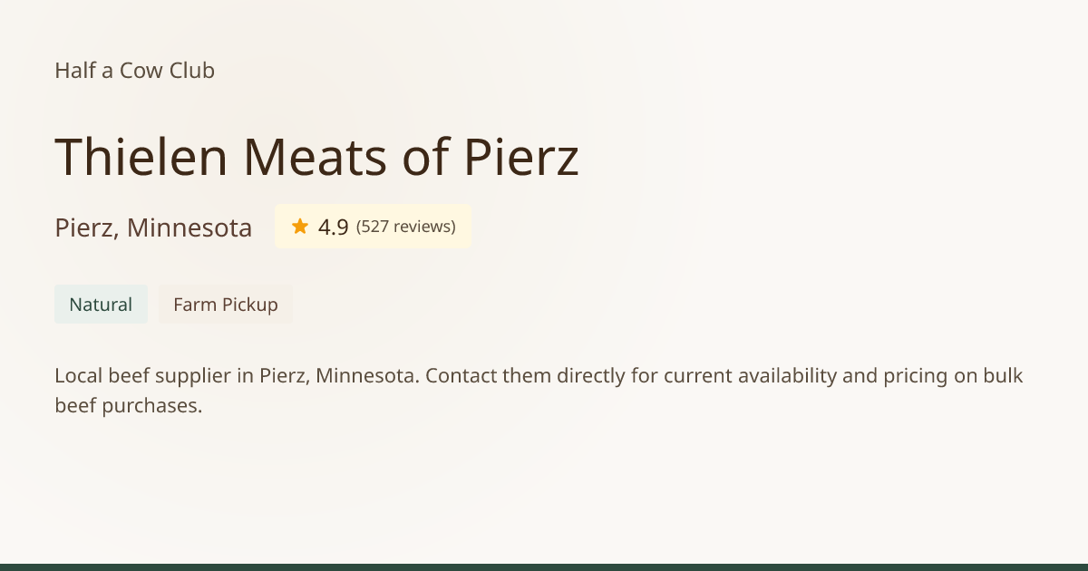 Thielen Meats of Pierz - Bulk Beef in Pierz, Minnesota